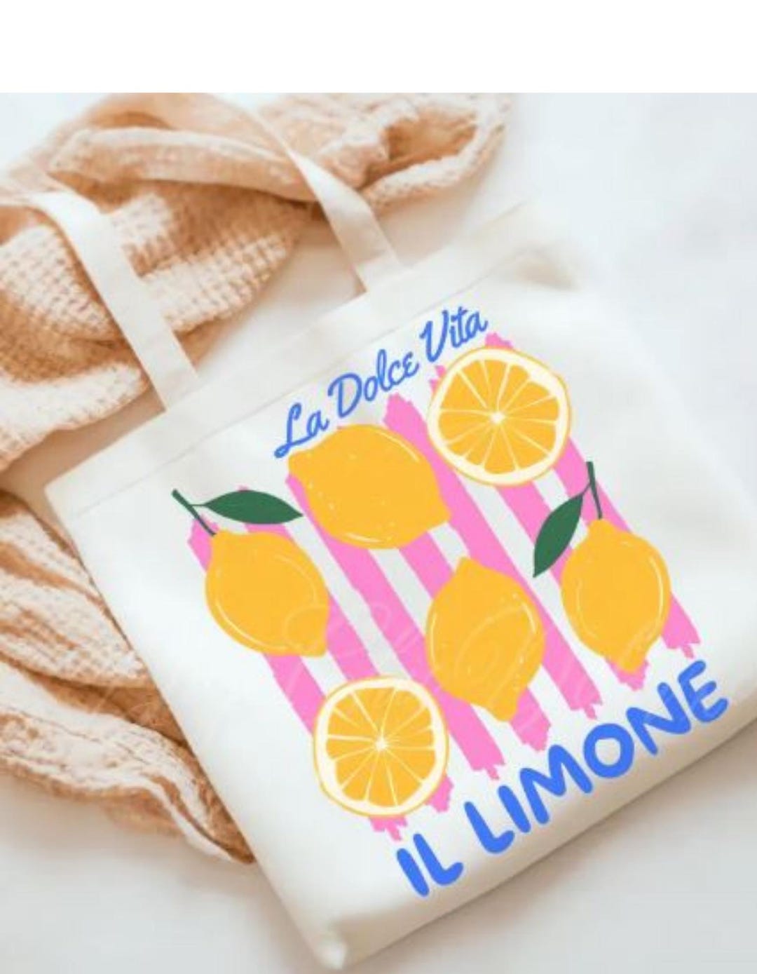 La Dolce Vita Lemon Tote Bag: Italian Summer Cotton Bag - Etsy