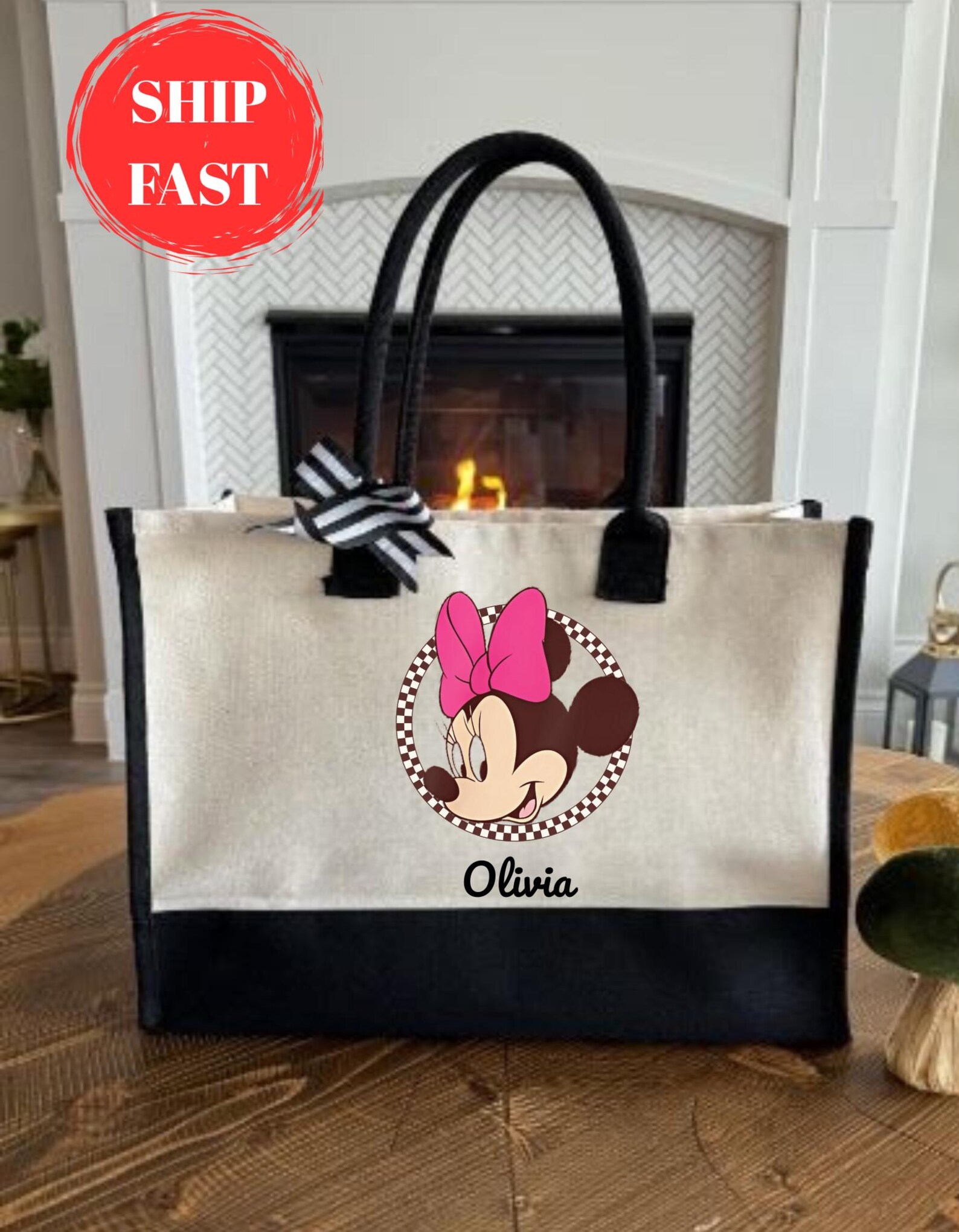 Custom Disney Characters Tote Bag, Personalized Name Travel Bag - Etsy