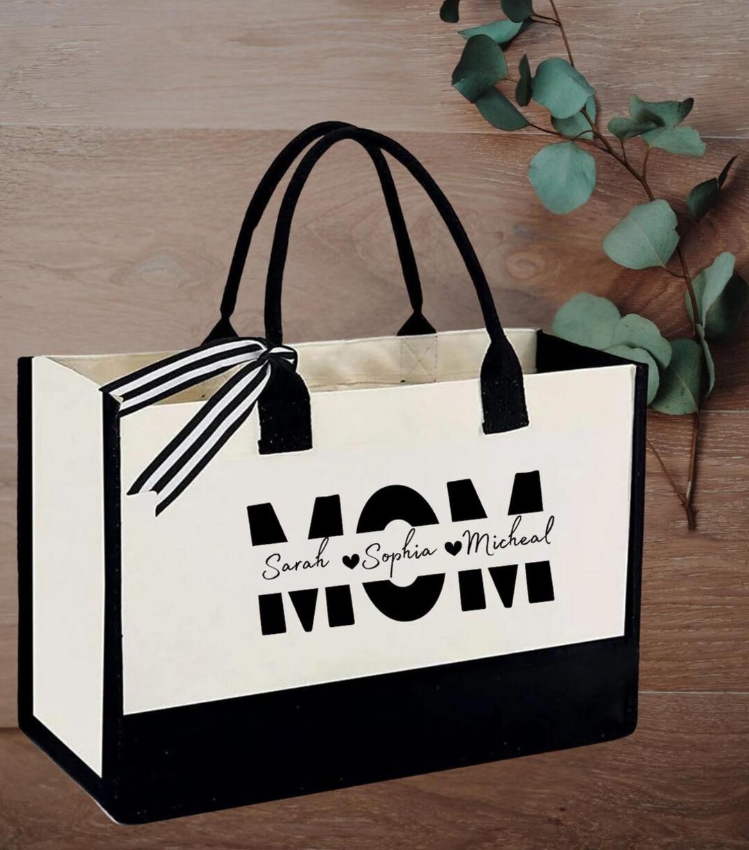Personalized Kid Names Mom Tote Bag: Custom Mama Gift - Etsy