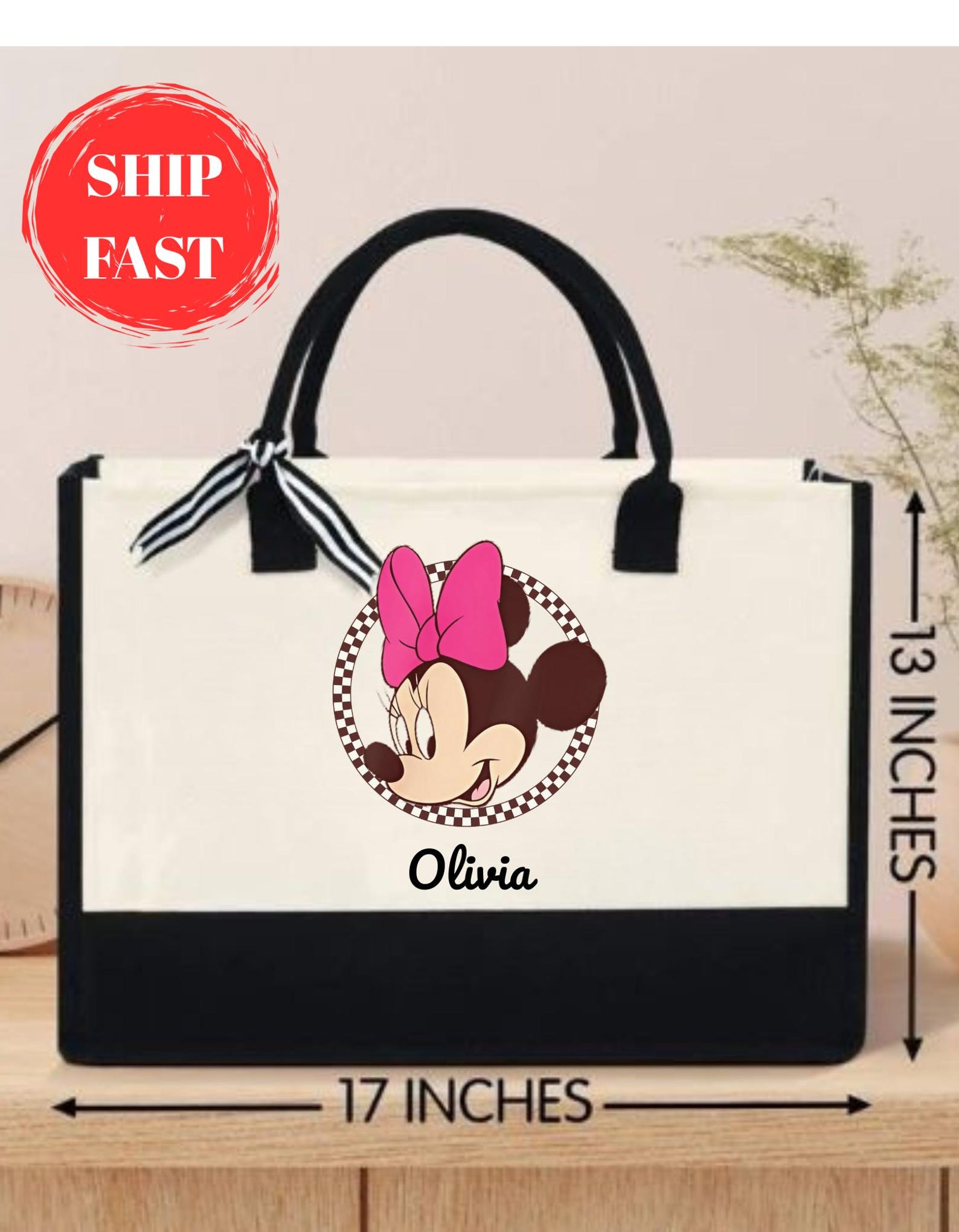 Custom Disney Characters Tote Bag, Personalized Name Travel Bag - Etsy