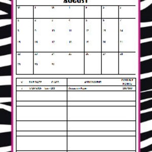 Zebratastic Monthly Assignment Calendar - Etsy