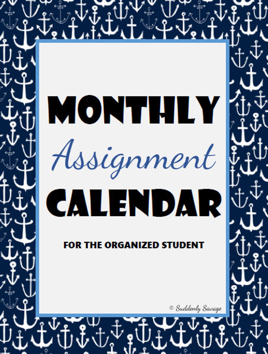 Anchors Away Monthly Assignment Calendar - Etsy