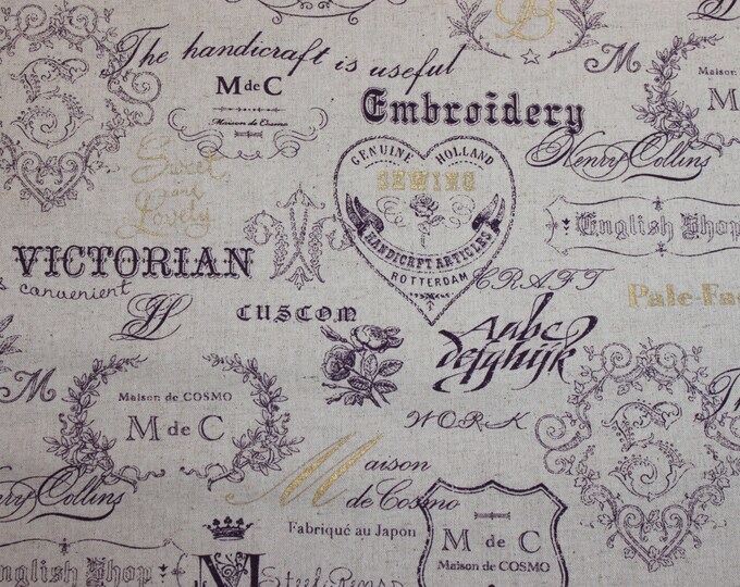 Maison De Cosmo Fabric Linen Cotton by Lecien 40026-110 Plum and Gold ...