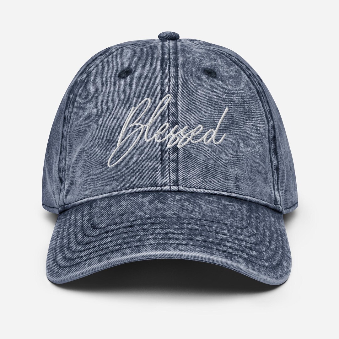 Vintage Cotton Twill Cap, Blessed Hat, Embroidered Hat, Embroidered Cap ...