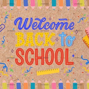 Welcome Back to School Banner Digital Painted Banner, Instant Download ...