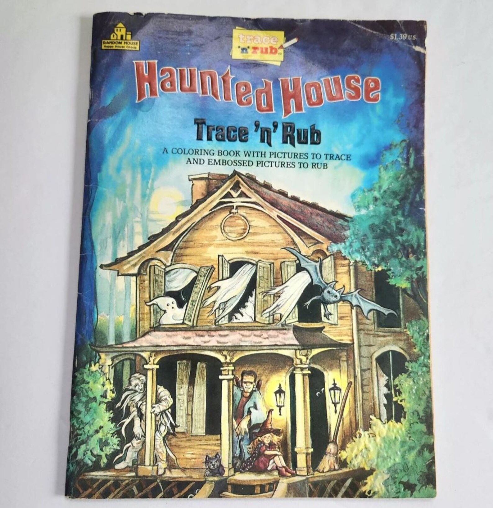 1989 Haunted House Coloring Book Trace 'n' Rub Random House Vintage ...