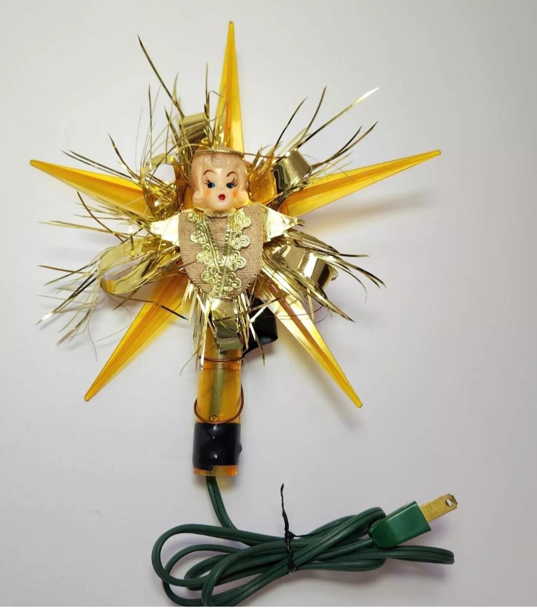 Christmas Tree Top Angel Star MCM Kitschy Holiday Decor Working Plastic ...