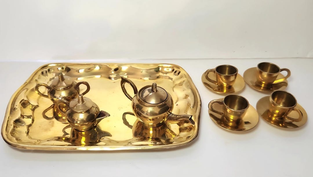 Vintage Mini Brass Doll Tea Set, 15 Piece - Etsy