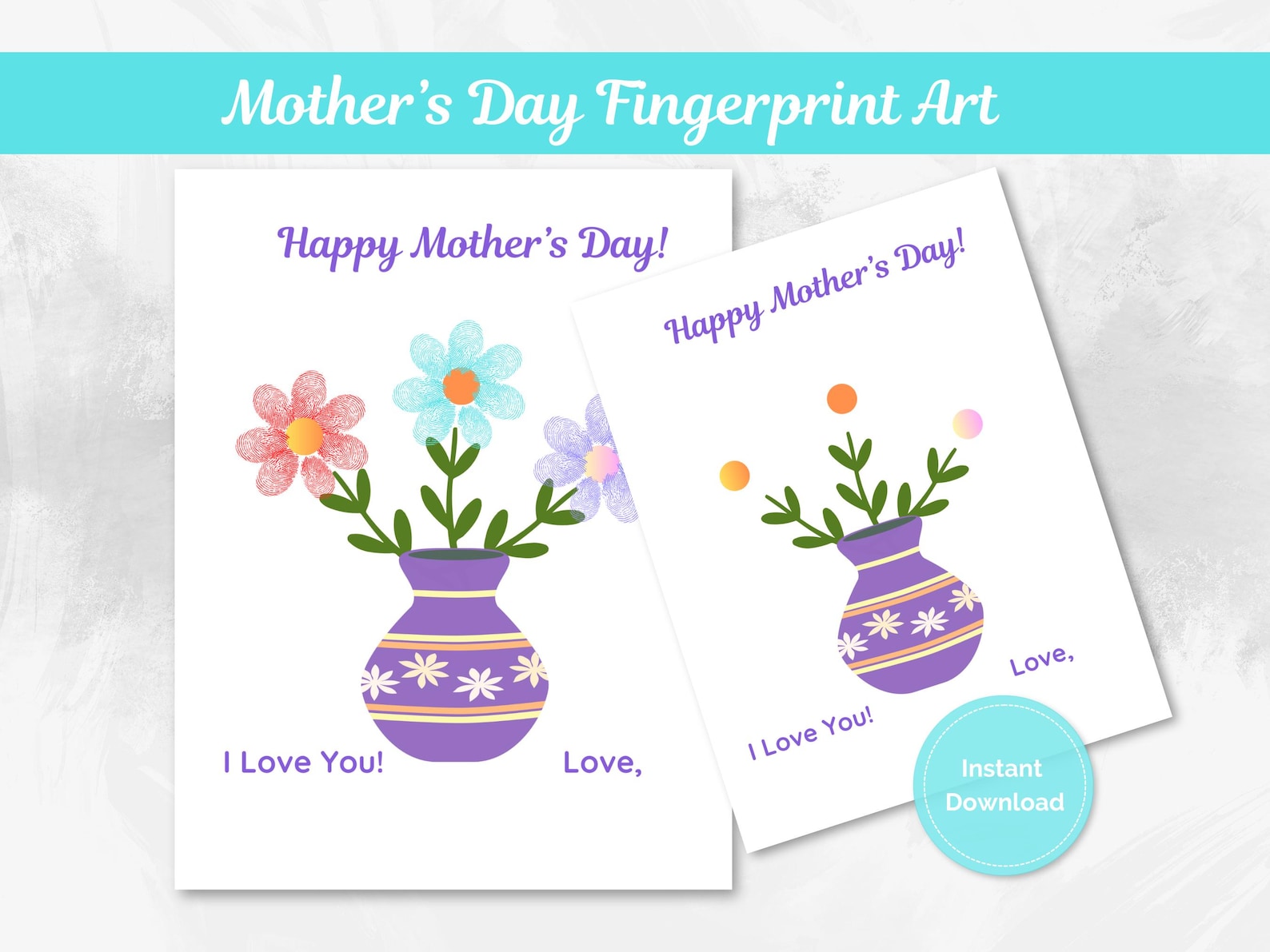 Printable Mother's Day Keepsake Fingerprint Handprint Art BUNDLE ...