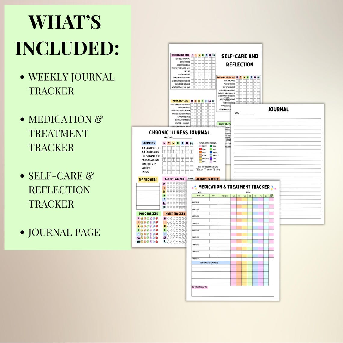 Chronic Illness Journal and Self-care Tracker Printable, Chronic Pain ...