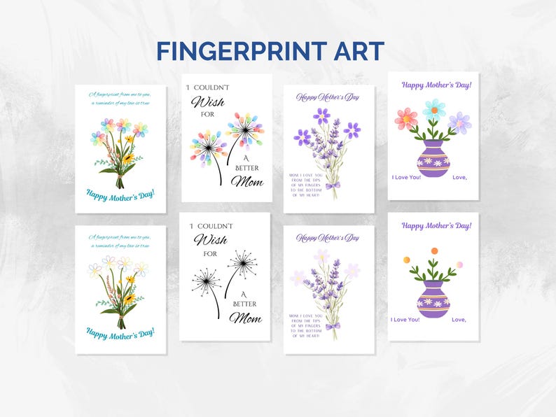 Printable Mother's Day Keepsake Fingerprint Handprint Art BUNDLE ...