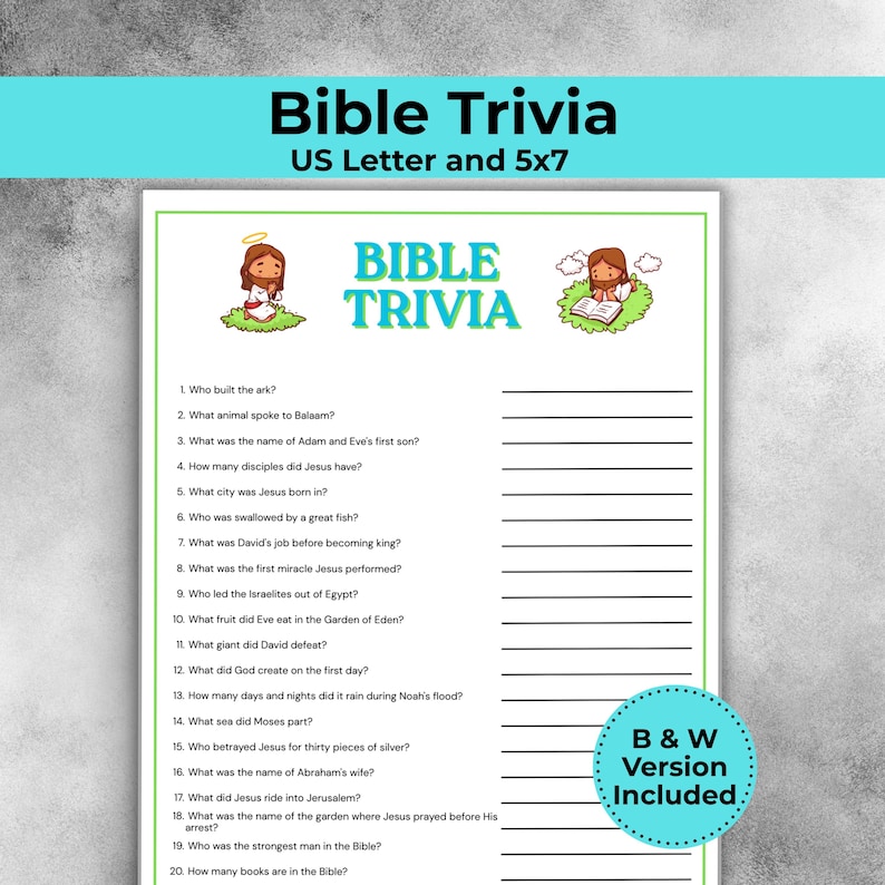 Bible Trivia Game, Church Games for Adult Teen, Bible Games, Sunday ...