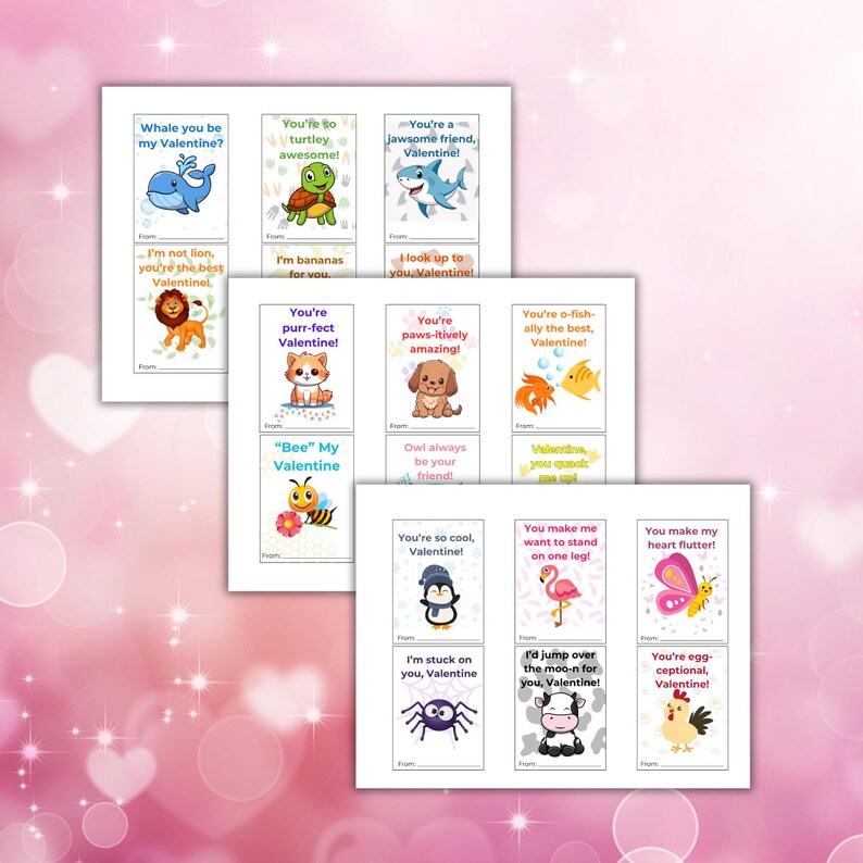 Animal Valentines Day Cards for Kids: Printable Classroom Exchange ...