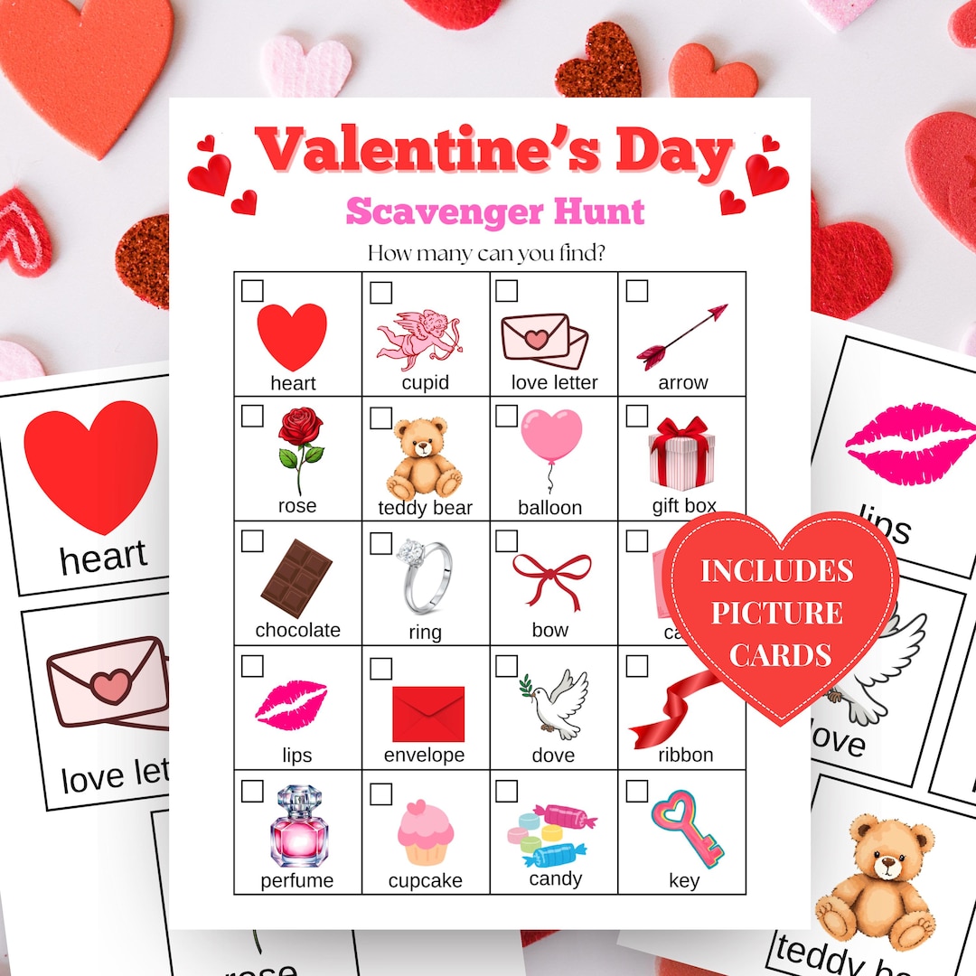 Valentine's Day Scavenger Hunt for Kids, Valentines Treasure Hunt - Etsy