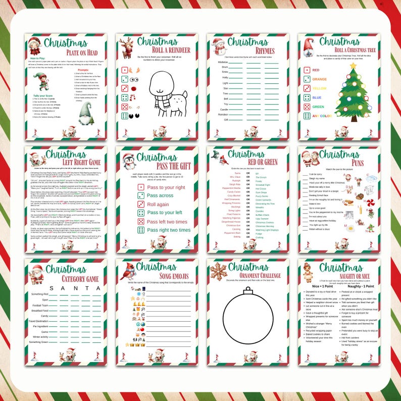 Christmas Games Printable, Adult and Kids Christmas Games, Office ...