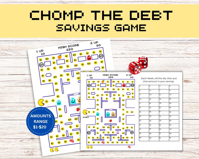 Savings Challenge Game Printable, Savings Tracker, Low Income Savings ...