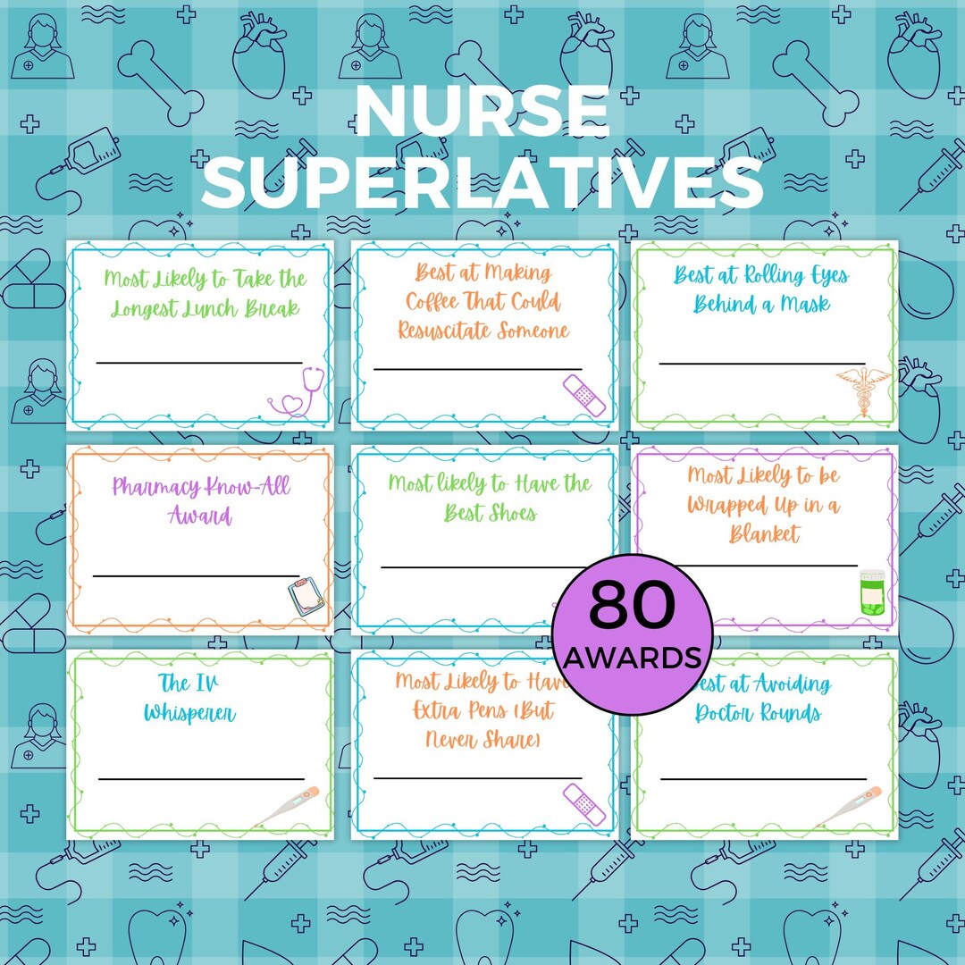 Funny Nurse Superlative Awards: Printable Employee Recognition (digital ...