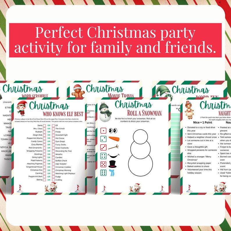 Christmas Games Printable, Adult and Kids Christmas Games, Office ...