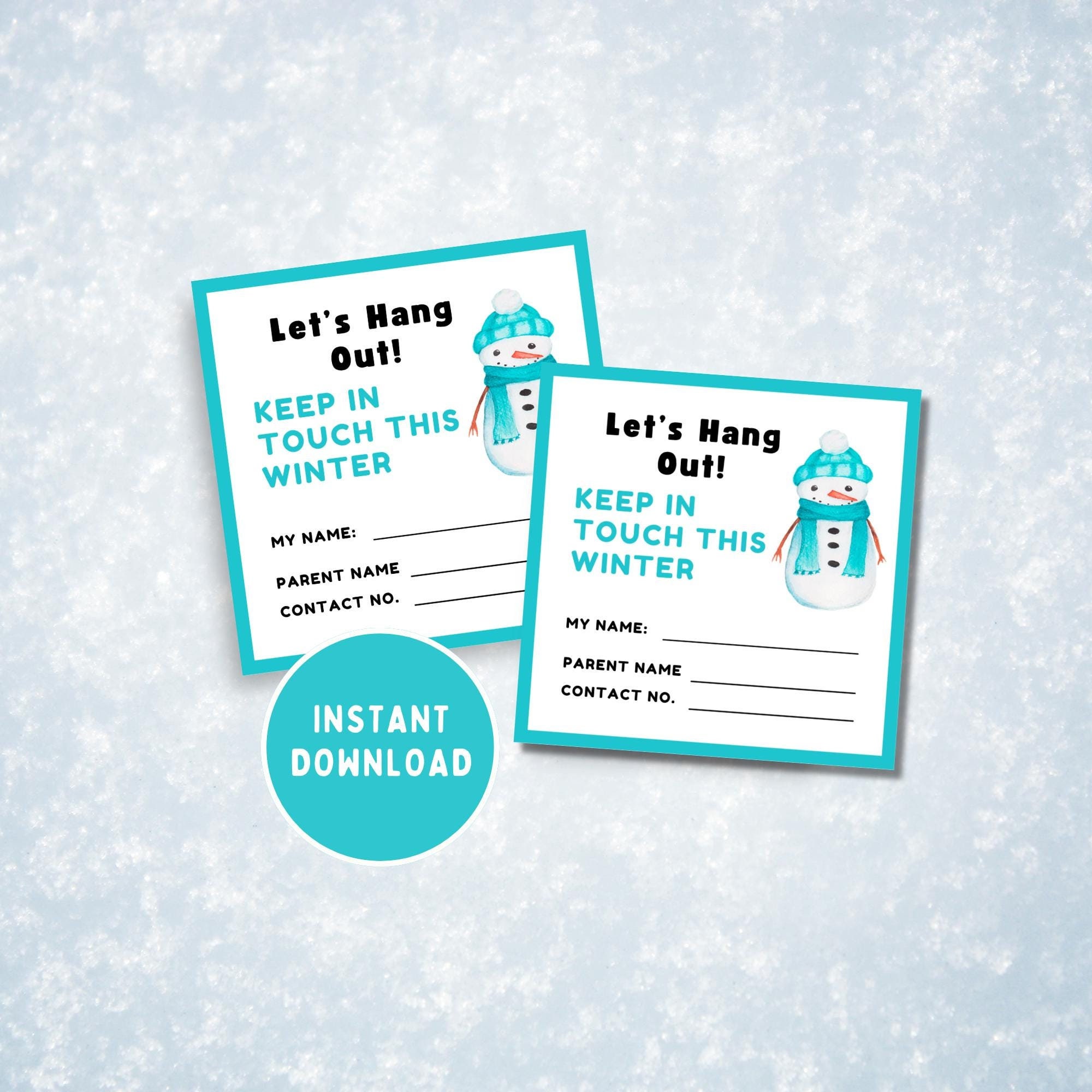 Play Date Cards for Kids, Playdate Cards, Winter Play Date Cards ...