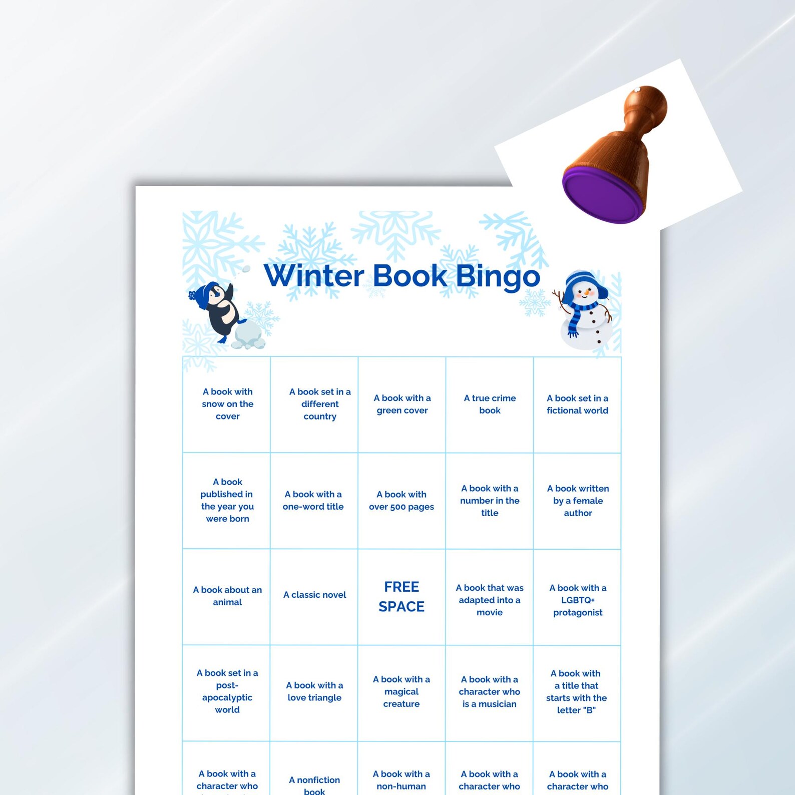 Winter Book Bingo, Book Club Game, Winter Reading Challenge, Book Bingo ...