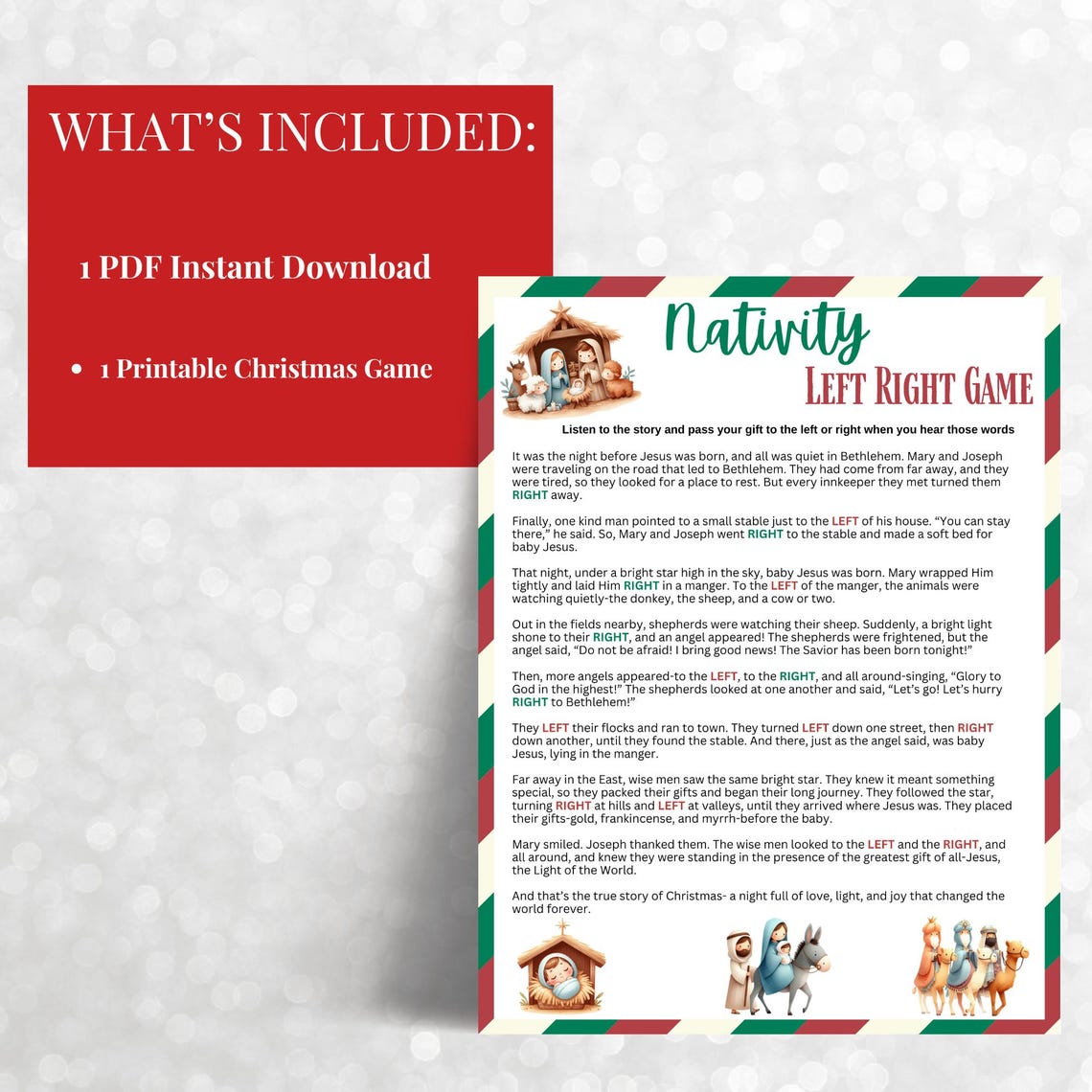 Nativity Left Right Game, Christmas Games for Groups, Printable ...