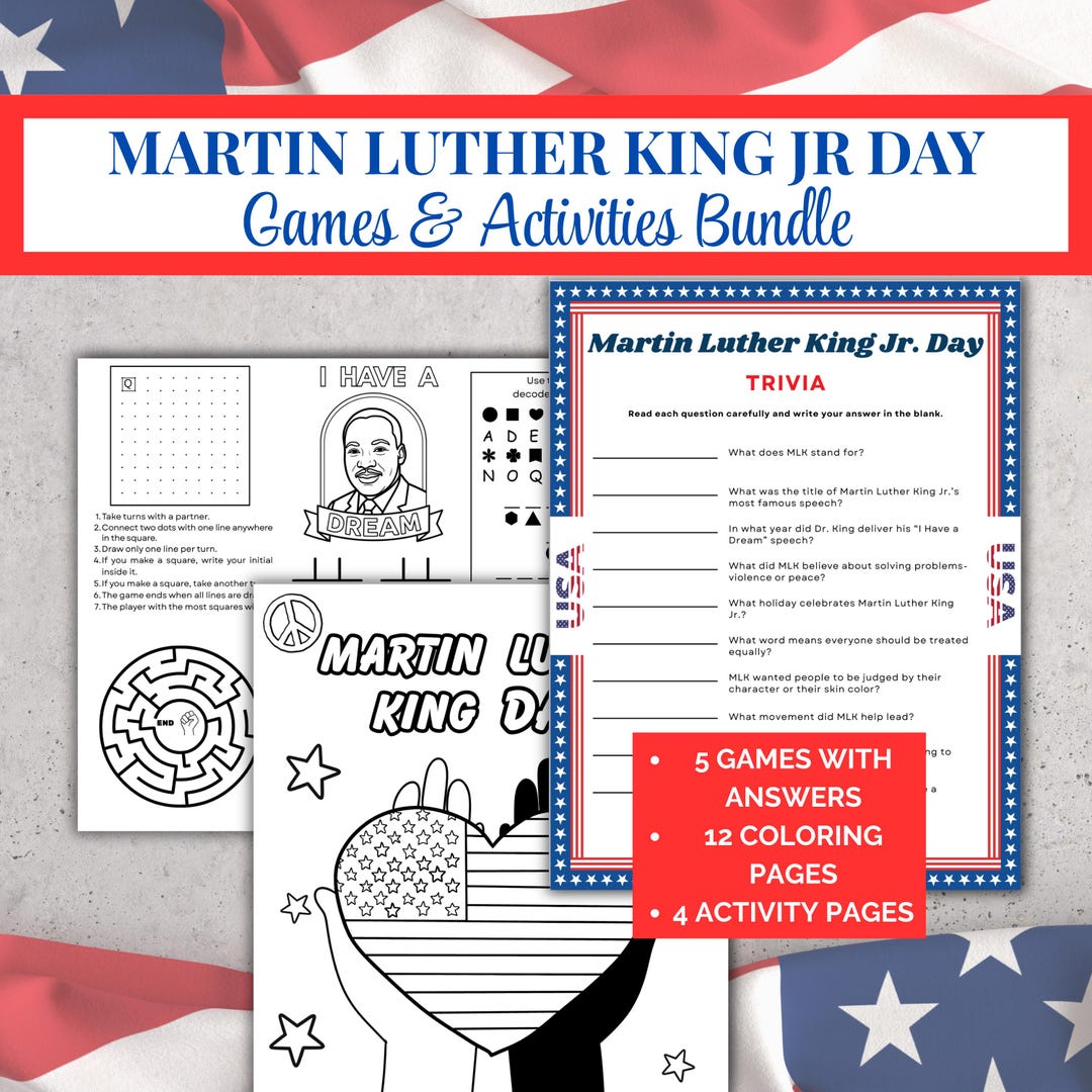 Martin Luther King Jr. Activity Bundle for Kids, MLK Games, Activities ...