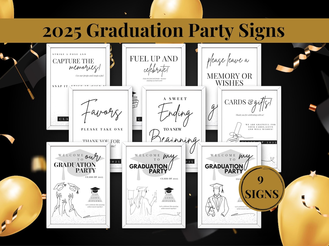 2025 Graduation Party Signs Bundle, Graduation Table Signs, Graduation ...