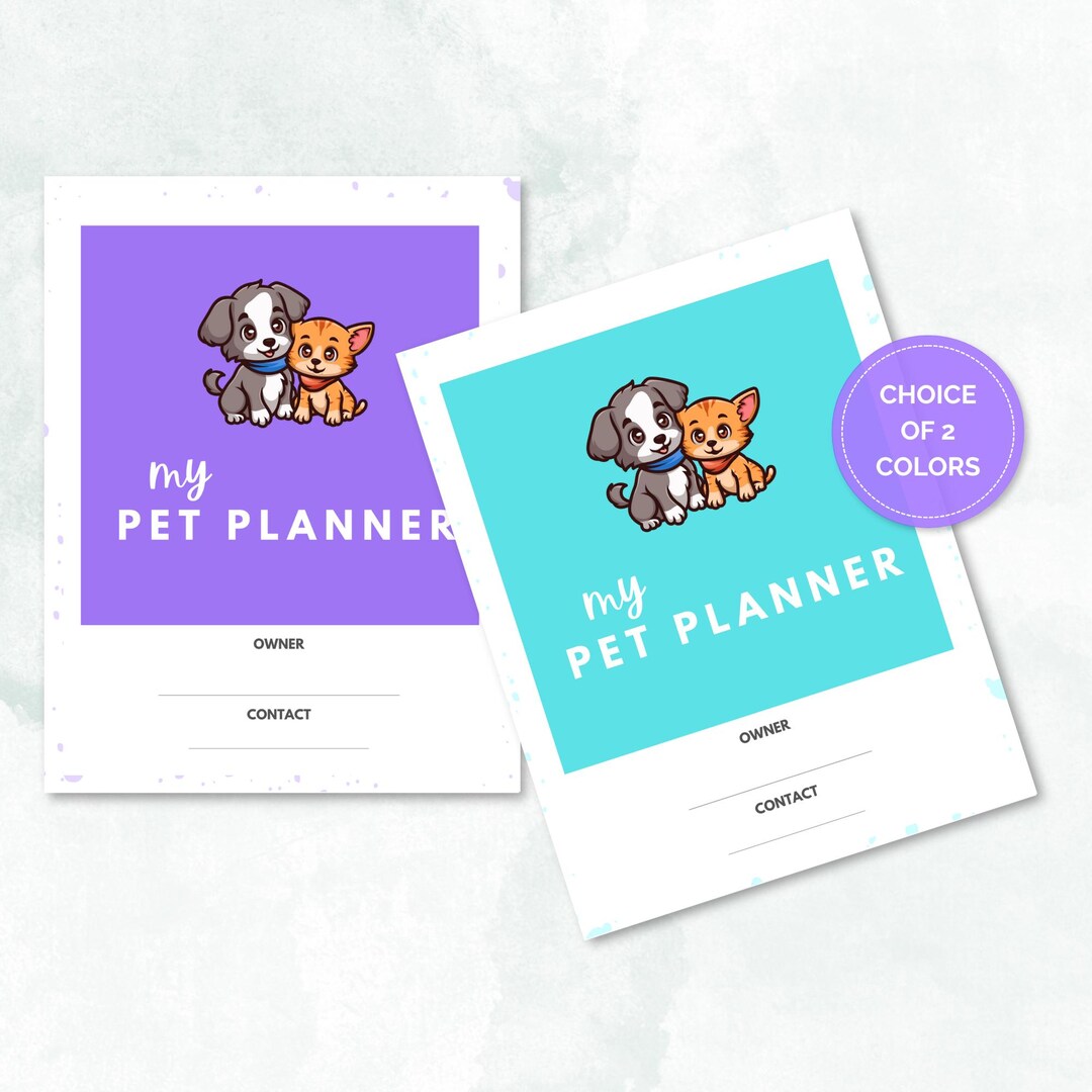 Printable Pet Planner, Pet Journal, Dog Planner, Cat Planner, Digital ...