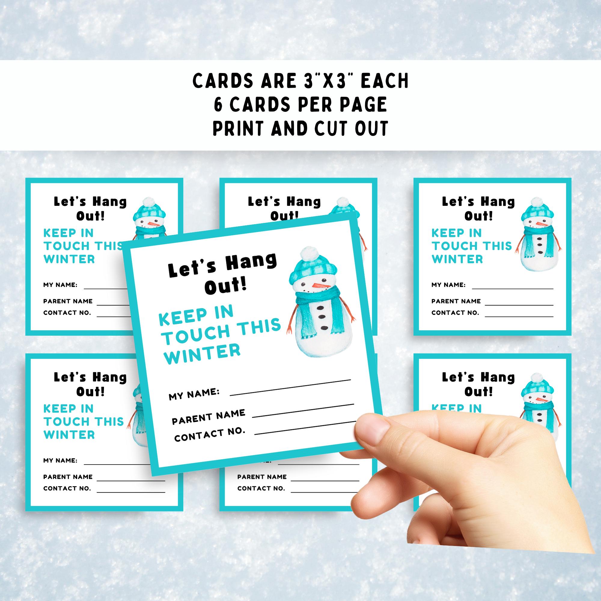 Play Date Cards for Kids, Playdate Cards, Winter Play Date Cards ...