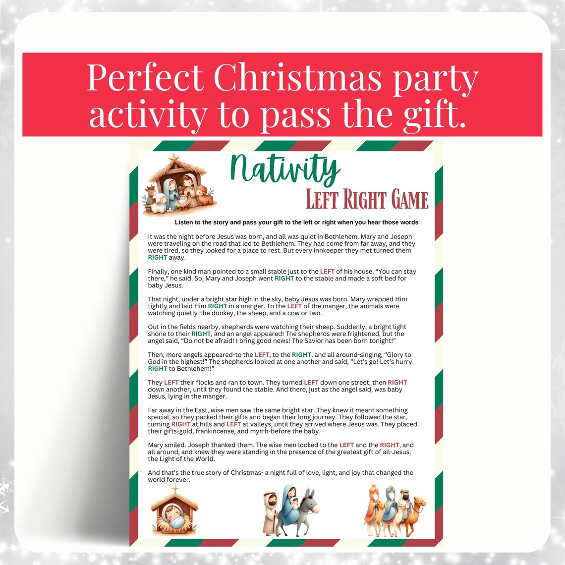 Nativity Left Right Game, Christmas Games for Groups, Printable ...