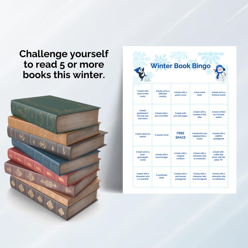 Winter Book Bingo Game: Reading Challenge (PDF), Reading Tracker, Book ...