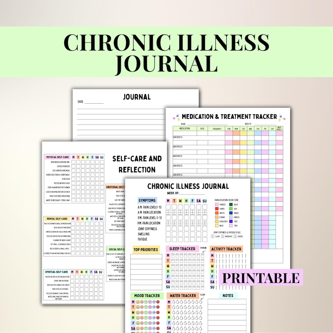 Chronic Illness Journal and Self-care Tracker Printable, Chronic Pain ...