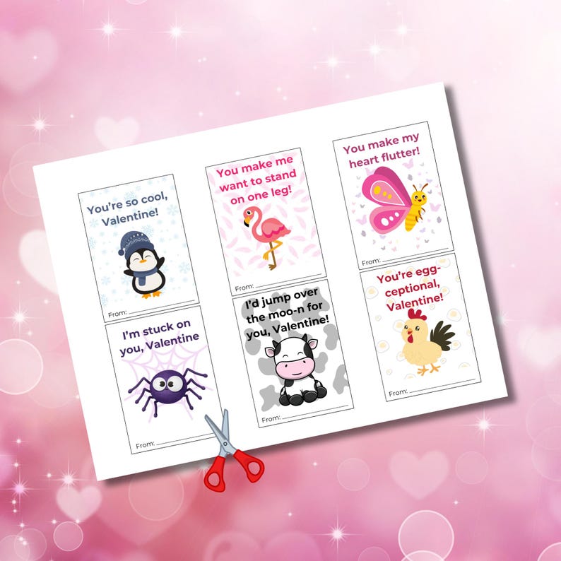 Animal Valentines Day Cards for Kids: Printable Classroom Exchange ...