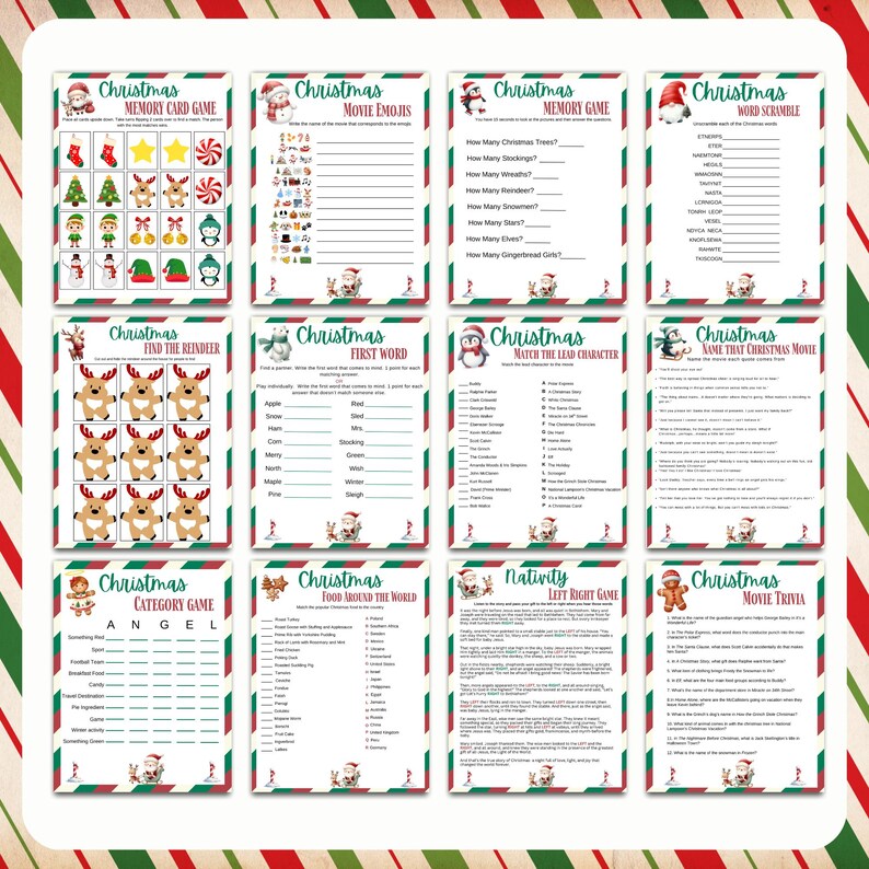 Christmas Games Printable, Adult and Kids Christmas Games, Office ...