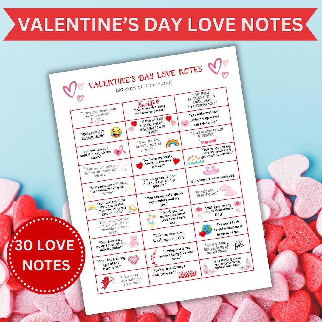 Valentines Day Love Notes, Lunchbox Notes for Husband/boyfriend, Mini ...