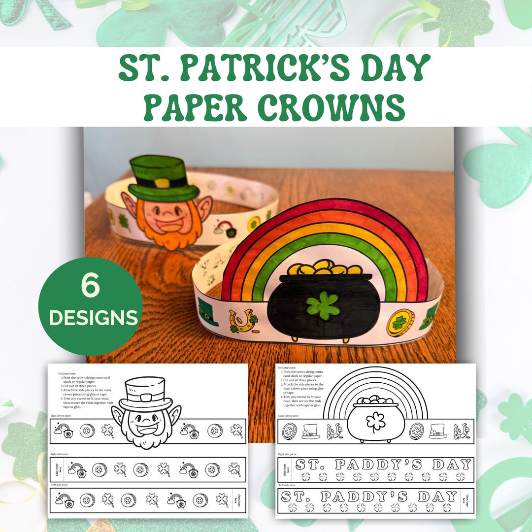 St. Patrick's Day Paper Crown Craft for Kids, St. Paddy's Day Kids ...