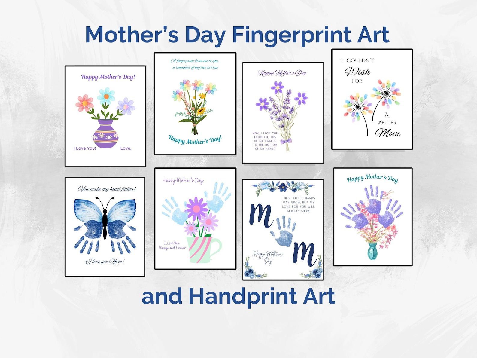 Printable Mother's Day Keepsake Fingerprint Handprint Art BUNDLE ...
