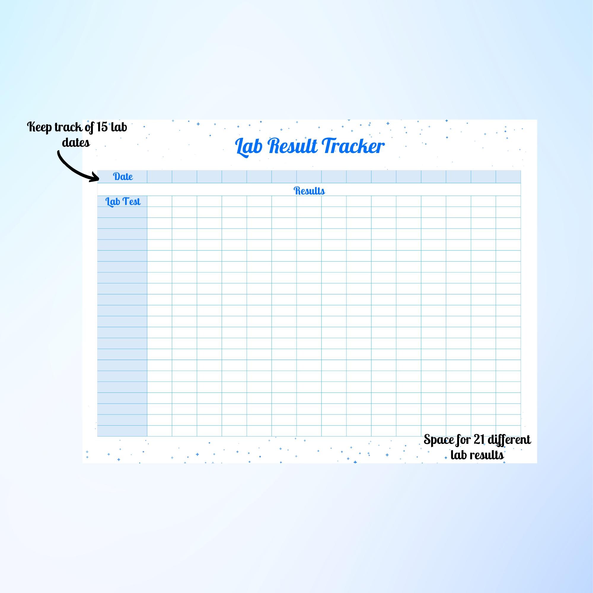 Lab Results Tracker, Lab Result Tracker, Lab Tracker, Medical Tracker ...