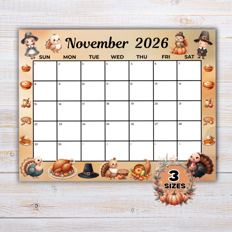 November 2026 Calendar Printable, Monthly Planner Calendar, Annotate on ...