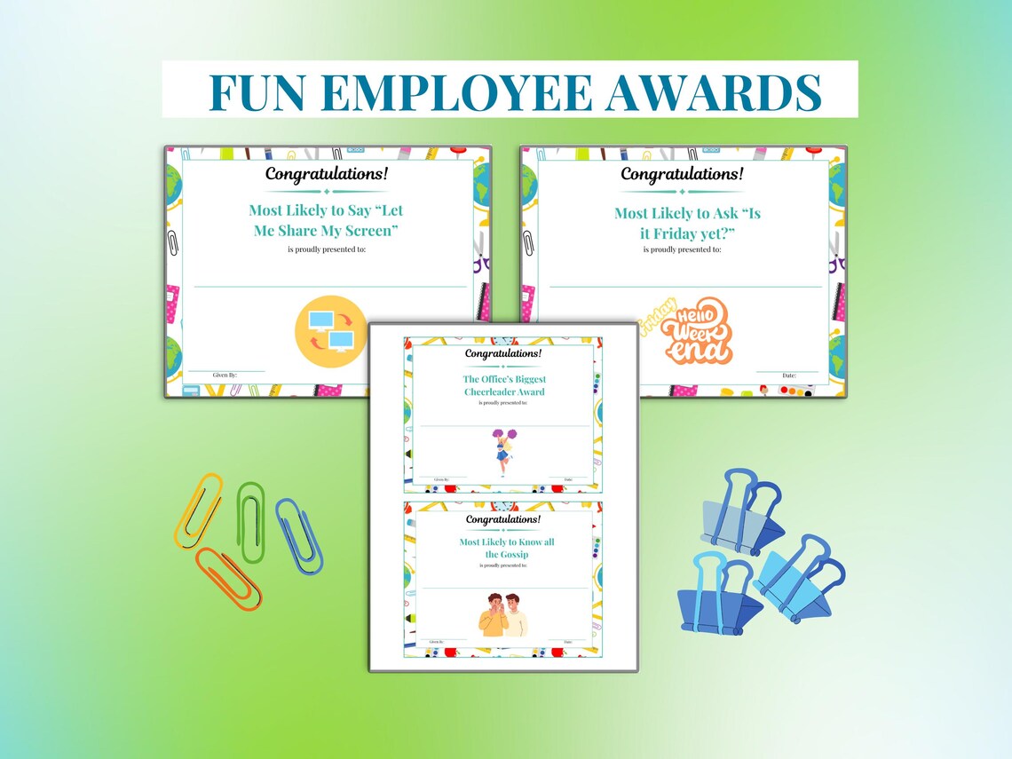 Funny Employee Award Certificates: 85 Printable Staff Recognition ...