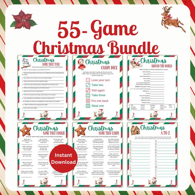 Christmas Games Printable, Adult and Kids Christmas Games, Office ...
