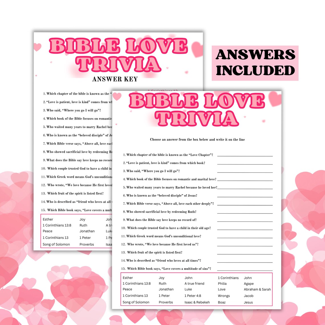 Valentine's Day Bible Trivia Game, Christian Valentine's Trivia Game ...