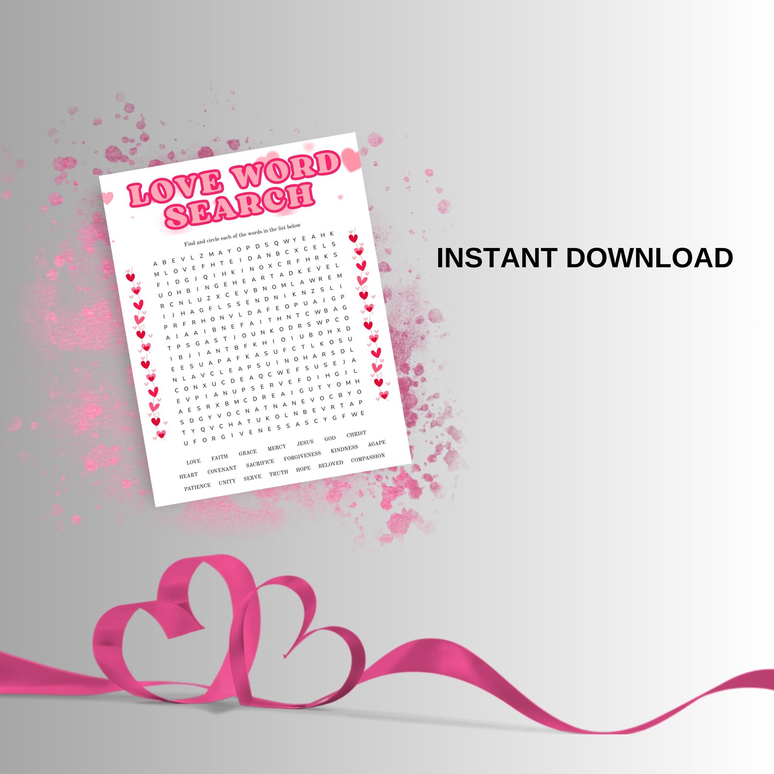 Valentine's Day Bible Word Search, Christian Word Search - Etsy