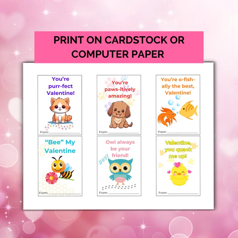 Animal Valentines Day Cards for Kids: Printable Classroom Exchange ...