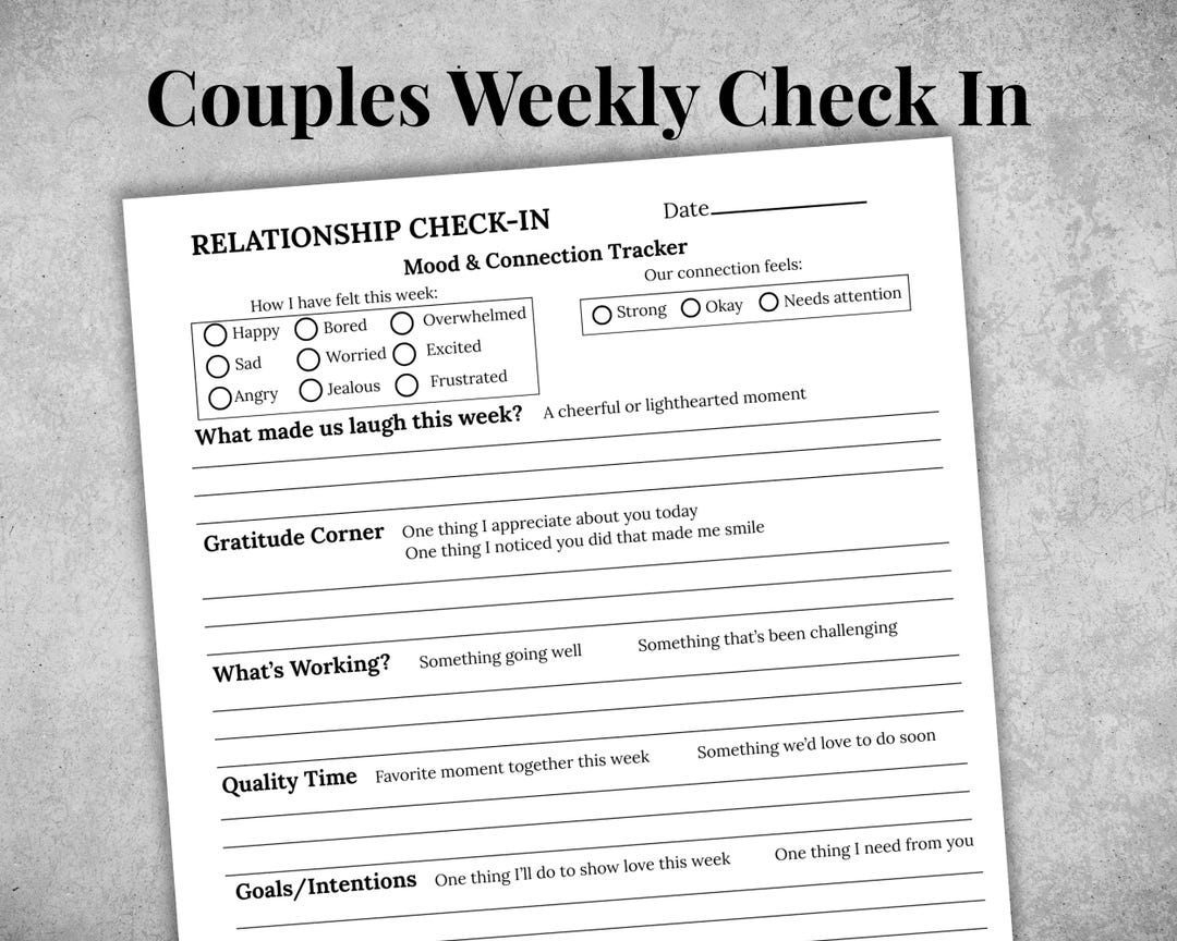 Couples Weekly Relationship Check In, Weekly Marriage Check In, Couples ...