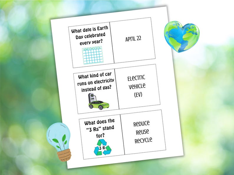 Earth Day Printable Trivia, Earth Day Activity, Save the Earth, Earth ...