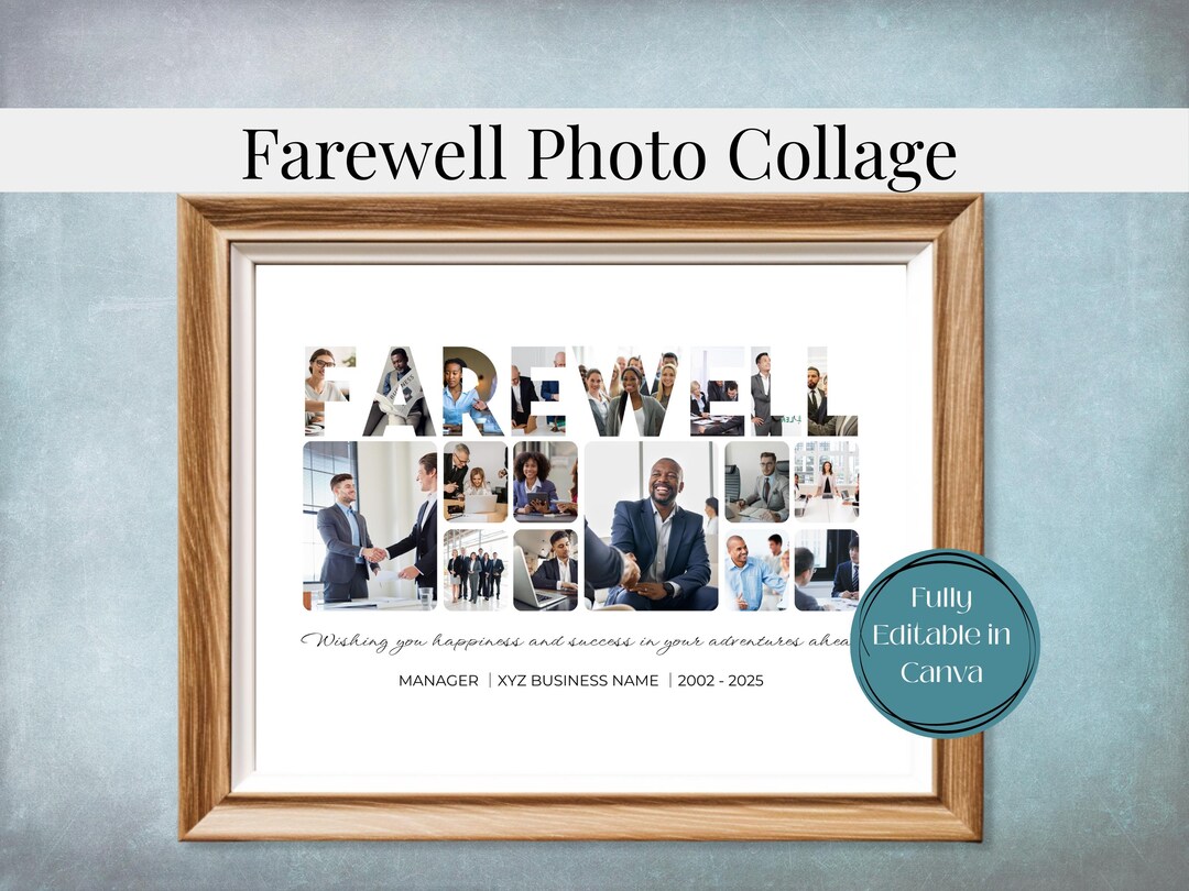 Farewell Photo Collage Template: Editable in Canva, Goodbye Gift ...