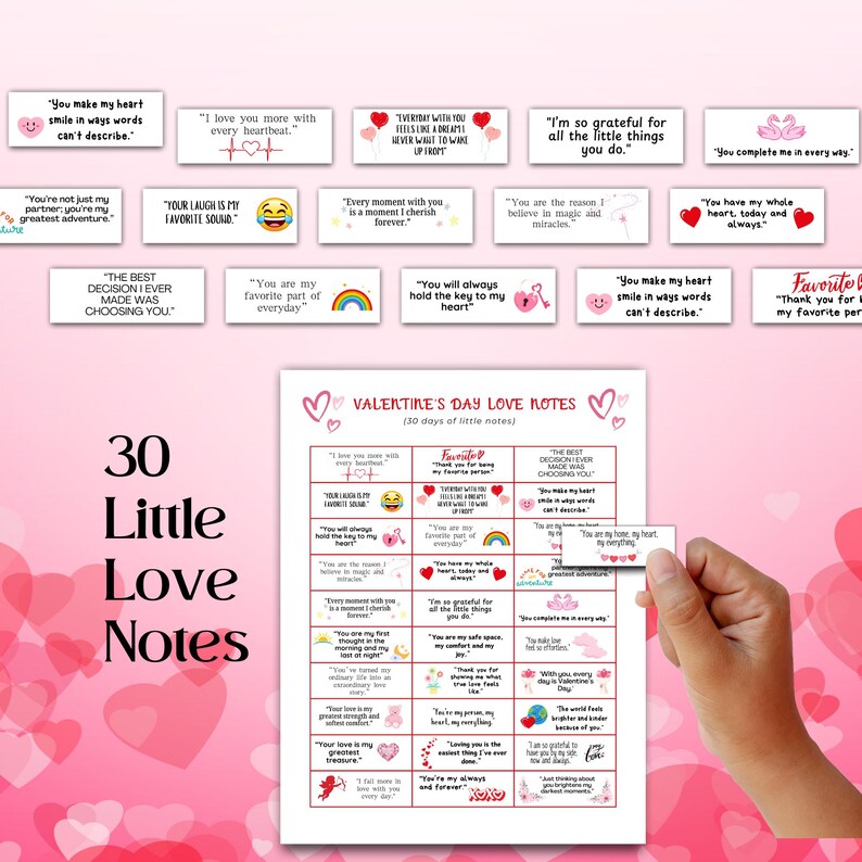 Valentine's Day Love Notes: Printable Lunchbox Notes (digital Download ...