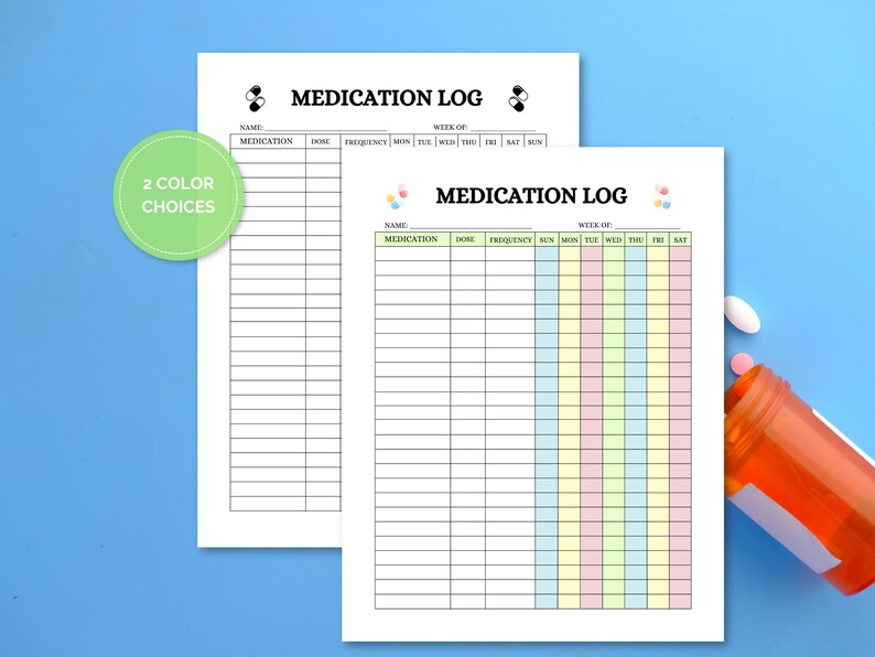Medication Log, Daily Medication Tracker, Supplement Tracker, Weekly ...