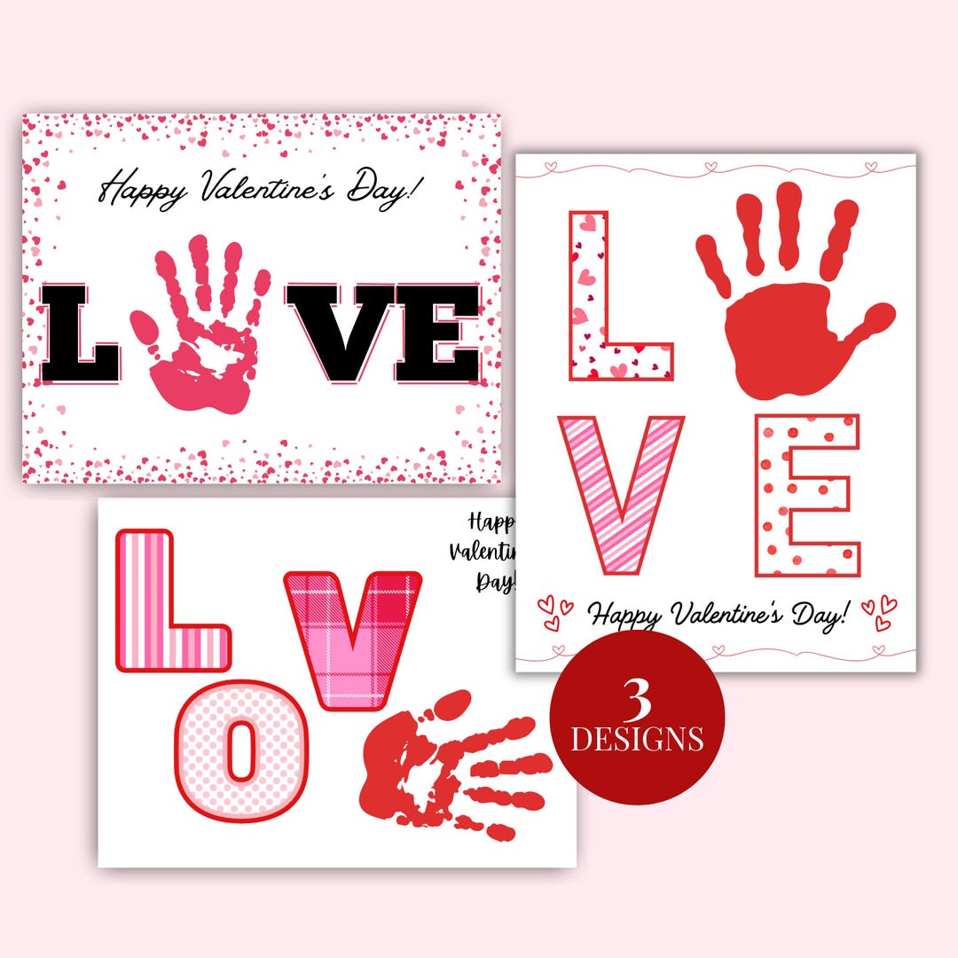 Printable Valentine's Day Handprint Art for Kids, Classroom, Preschool ...